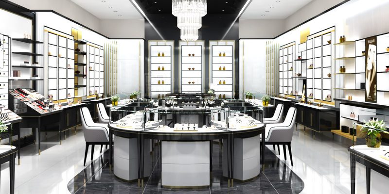 Luxury cosmetic store interior design | Guangzhou Pinzhi Display ...