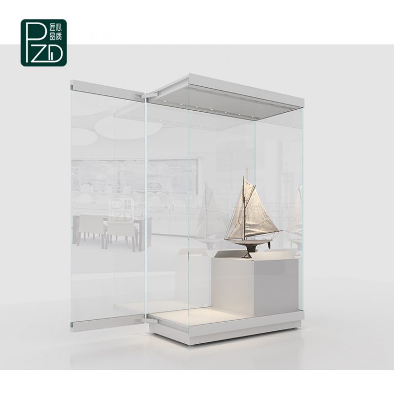 Customized white free standing museum display cabinet | Guangzhou ...