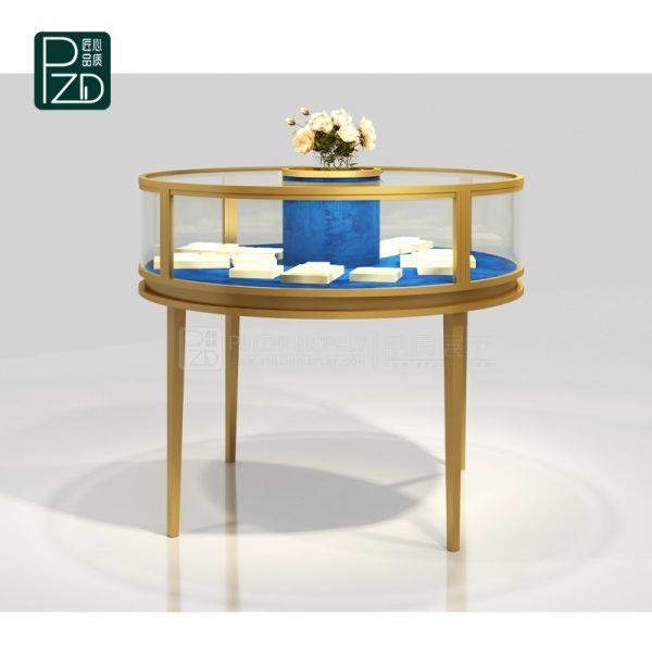 Golden round glass showcase for jewelry duty free shop | Guangzhou ...