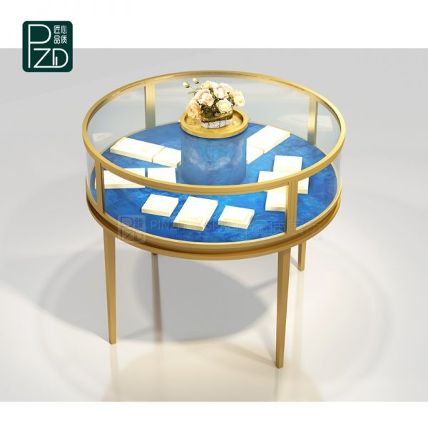 Golden round glass showcase for jewelry duty free shop | Guangzhou ...