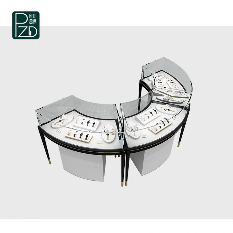 curved watch showcase mall kiosk watch display showcase | Guangzhou ...