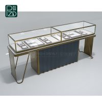 Feature Design Stainless Steel Gold Jewelry Showcase With LED Lights ...