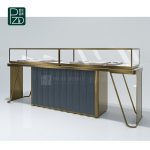 Feature Design Stainless Steel Gold Jewelry Showcase With LED Lights ...