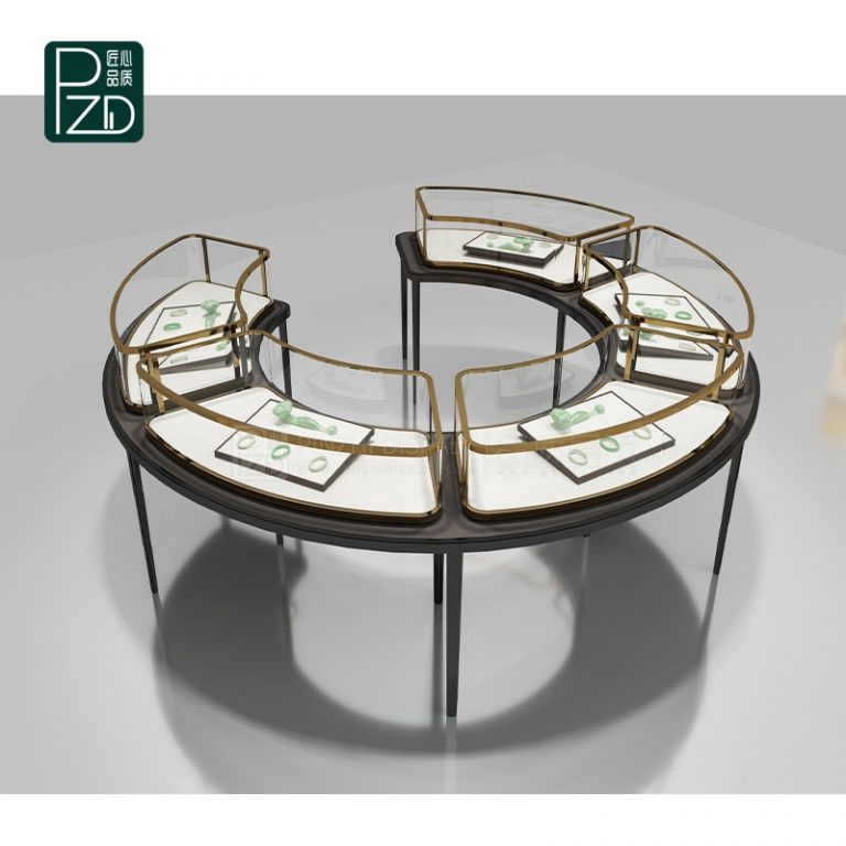 Glass Lockable Round Jewelry Store Showcase Luxury Display Case ...
