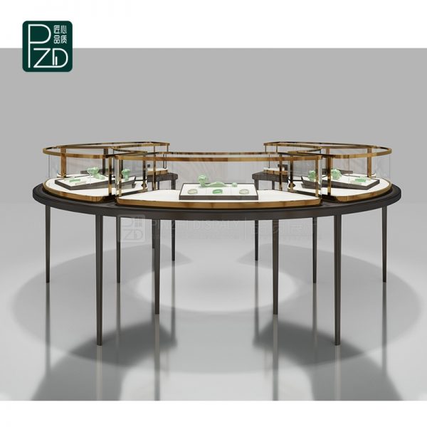 Glass Lockable Round Jewelry Store Showcase Luxury Display Case ...