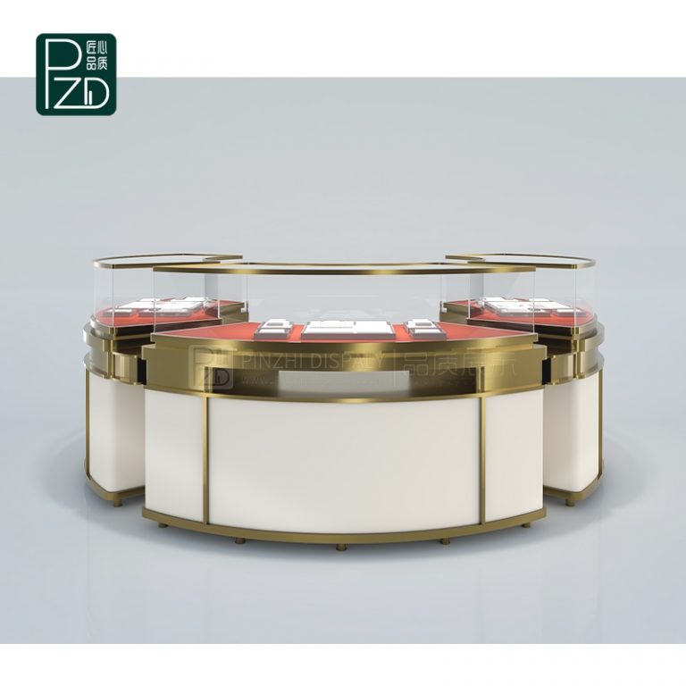 Round glass jewellery display cabinets curved jewelry glass display ...