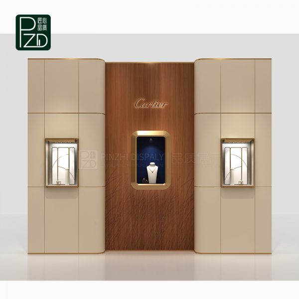 Brand display wall with jewelry display cabinets | Guangzhou Pinzhi ...